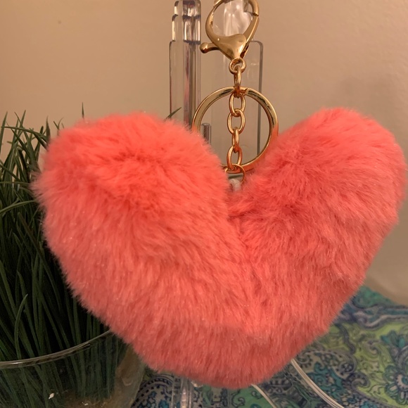 Accessories | Fuzzy Heart Keychain Bag Charm | Poshmark